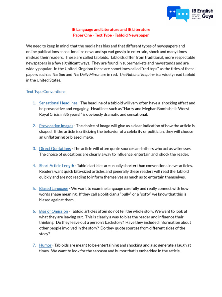Understanding Tabloid Article Conventions | PDF | Journalism | News