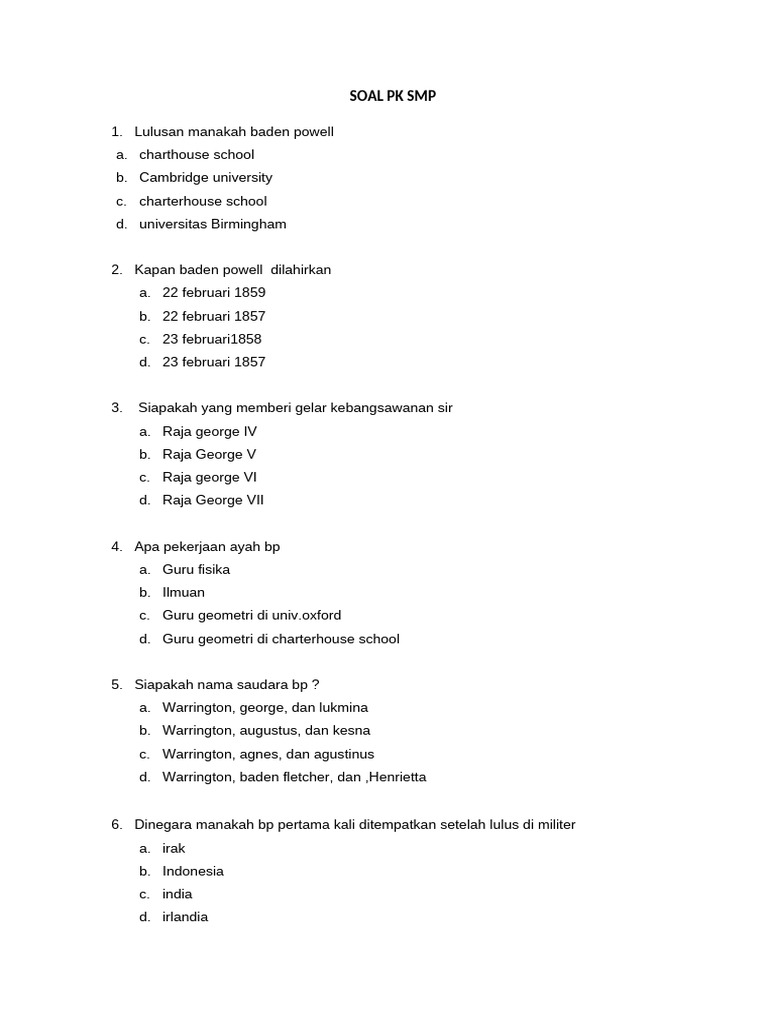 Soal PK SMP | PDF