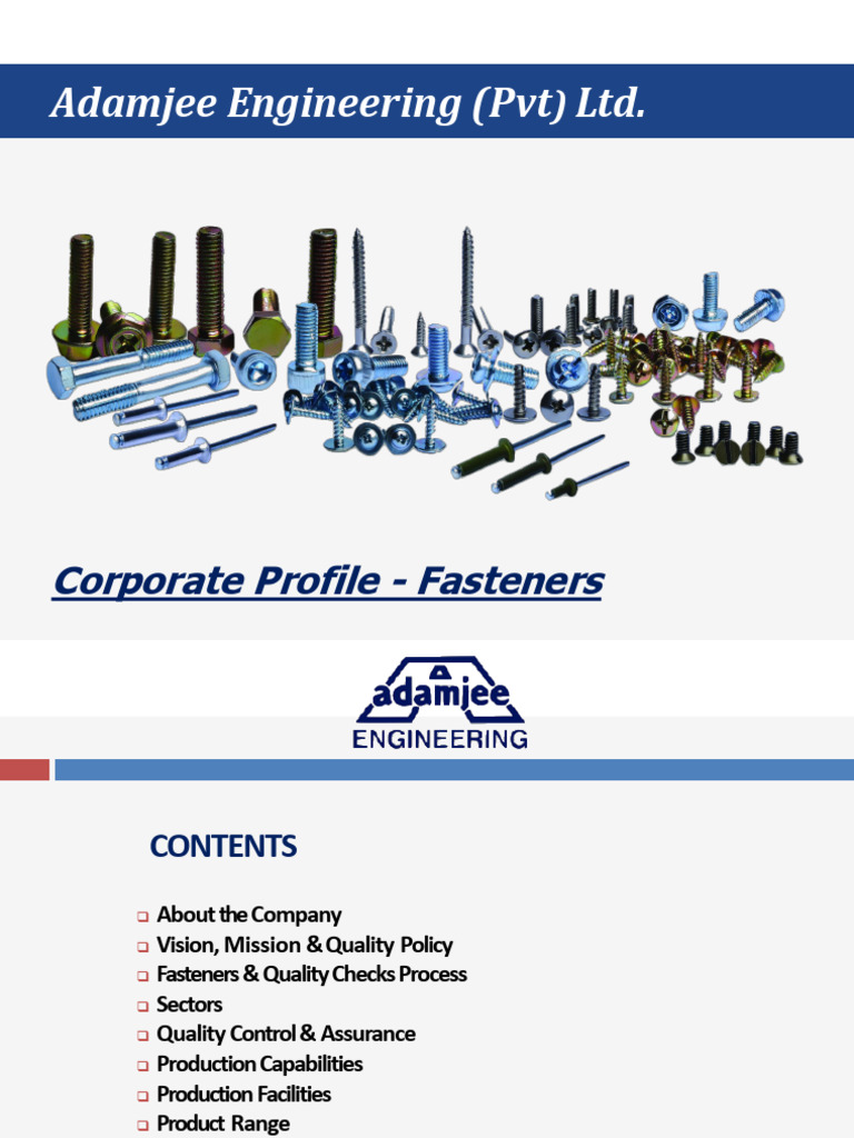 Corporate Profile - Fasteners Division | PDF | Screw | Rivet