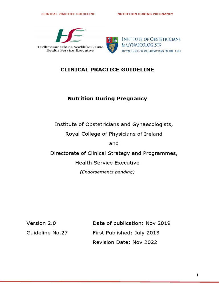 National Clinical Guidelines Nutrition in Pregnancy Guideline | PDF ...