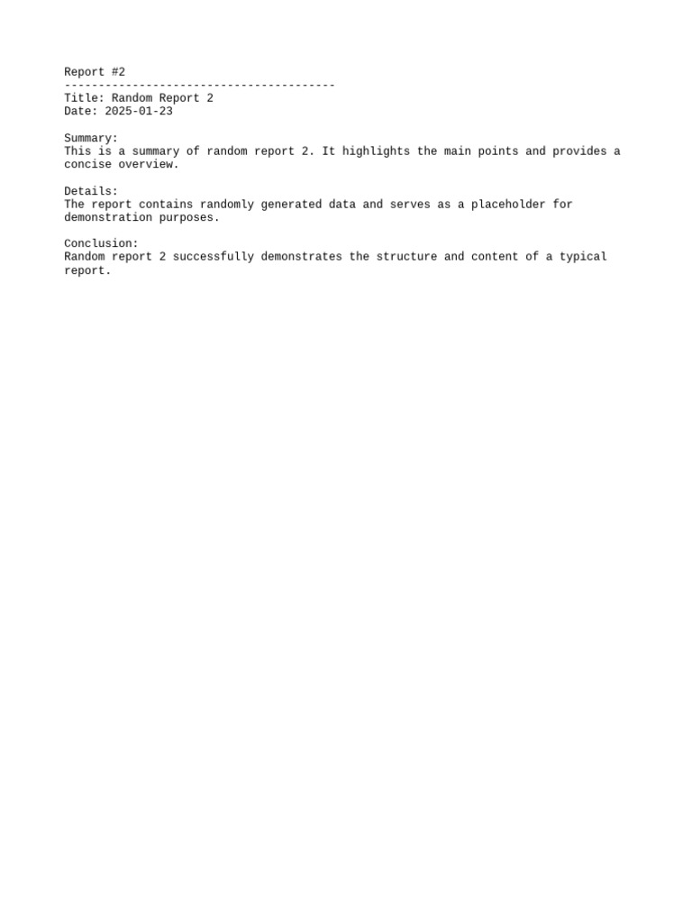 Random Report 2 | PDF