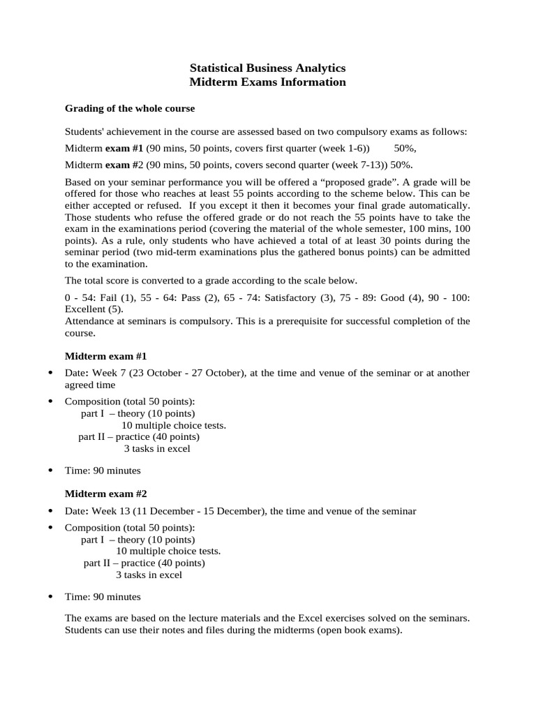 2023 - SBA - Midterm Exams - Information | PDF | Microsoft Excel | Educational Stages