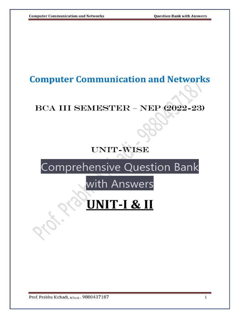 Unit-I & II Question Answers CCN | PDF