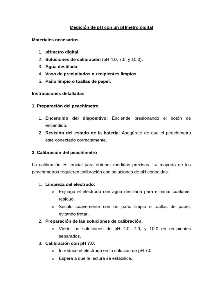 Cómo medir pH con un pHmetro digital | PDF