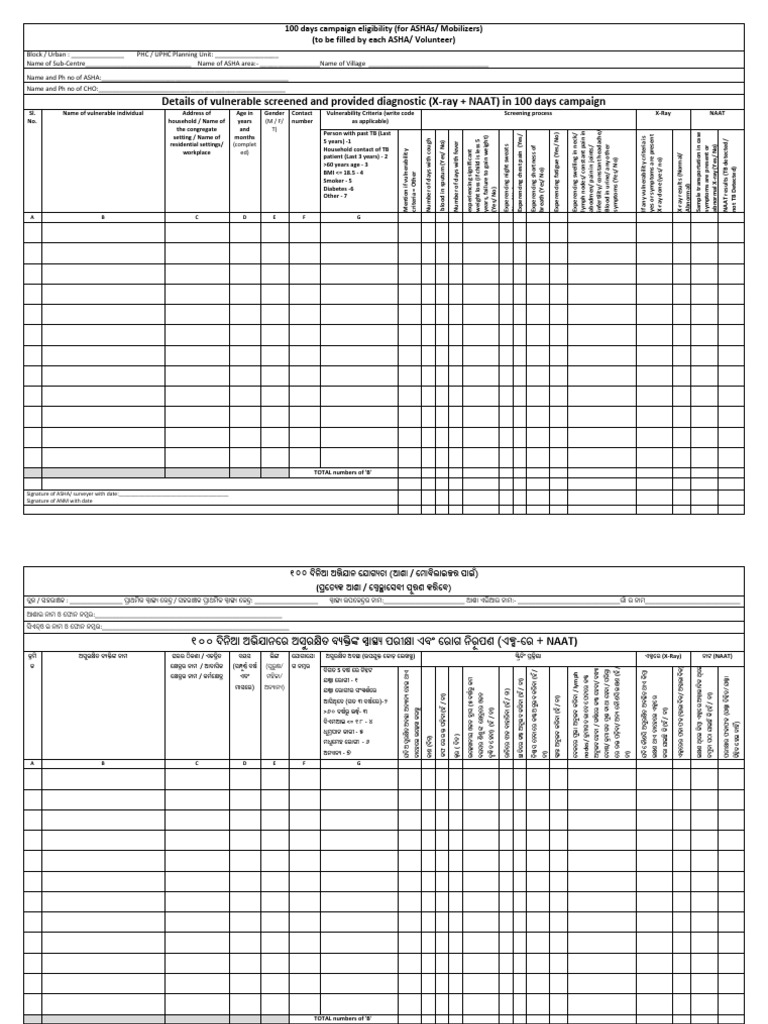 ASHA Vulnerable & Screening Form | PDF