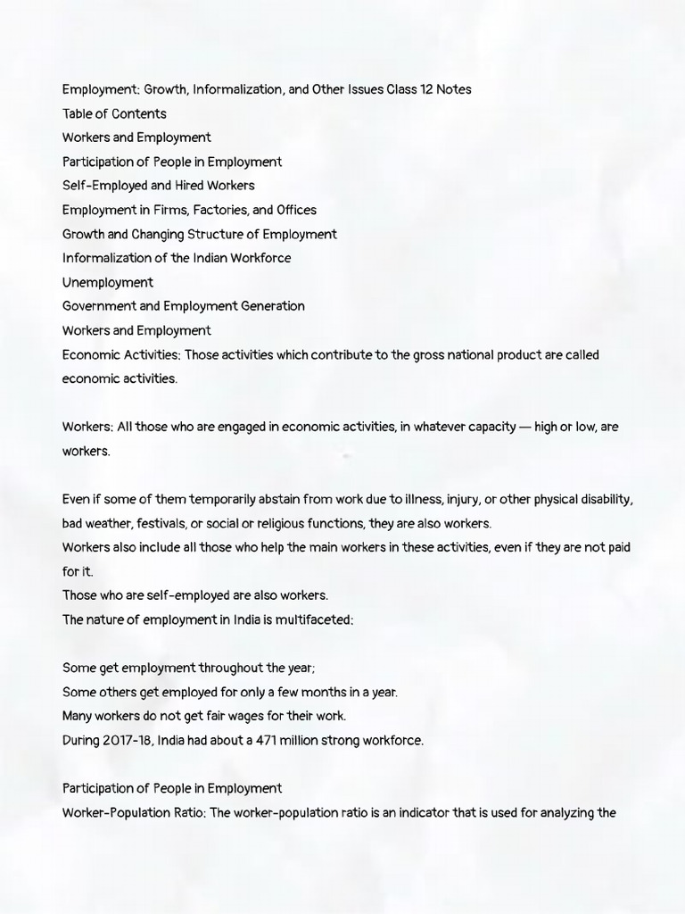 Chapter 6 Employment Growth, Informalization, And Other Issues | PDF