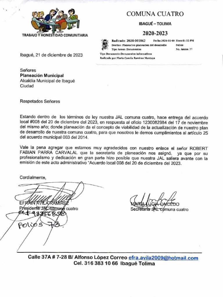 Acuerdo Local Comuna 4 2024 | PDF