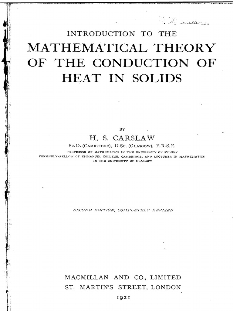Conduction-Of-Heat-In-Solids-Carslaw-1921 | PDF