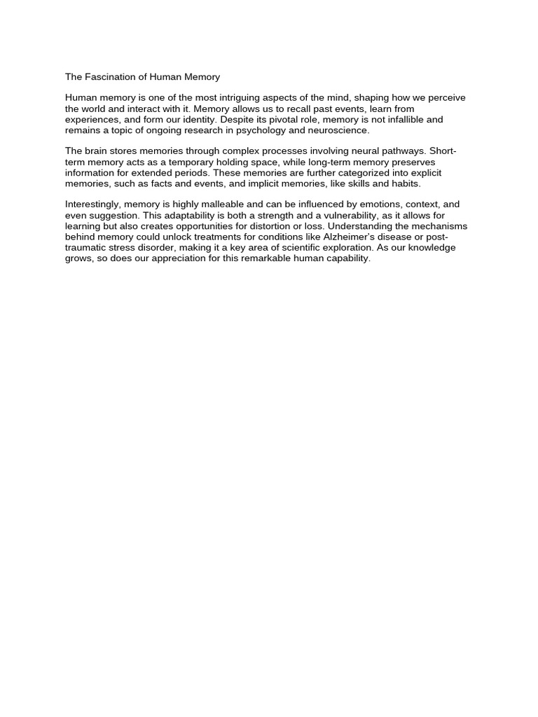 The Fascination of Human Memory | PDF