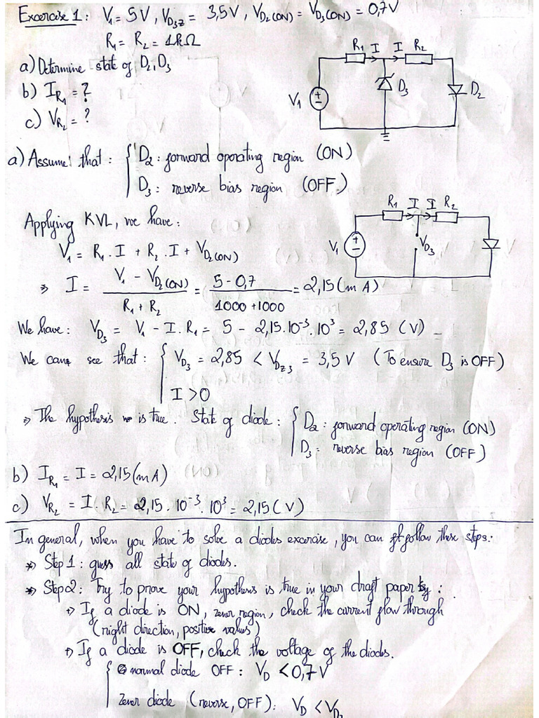 Diode Excercise - Solution (1) | PDF