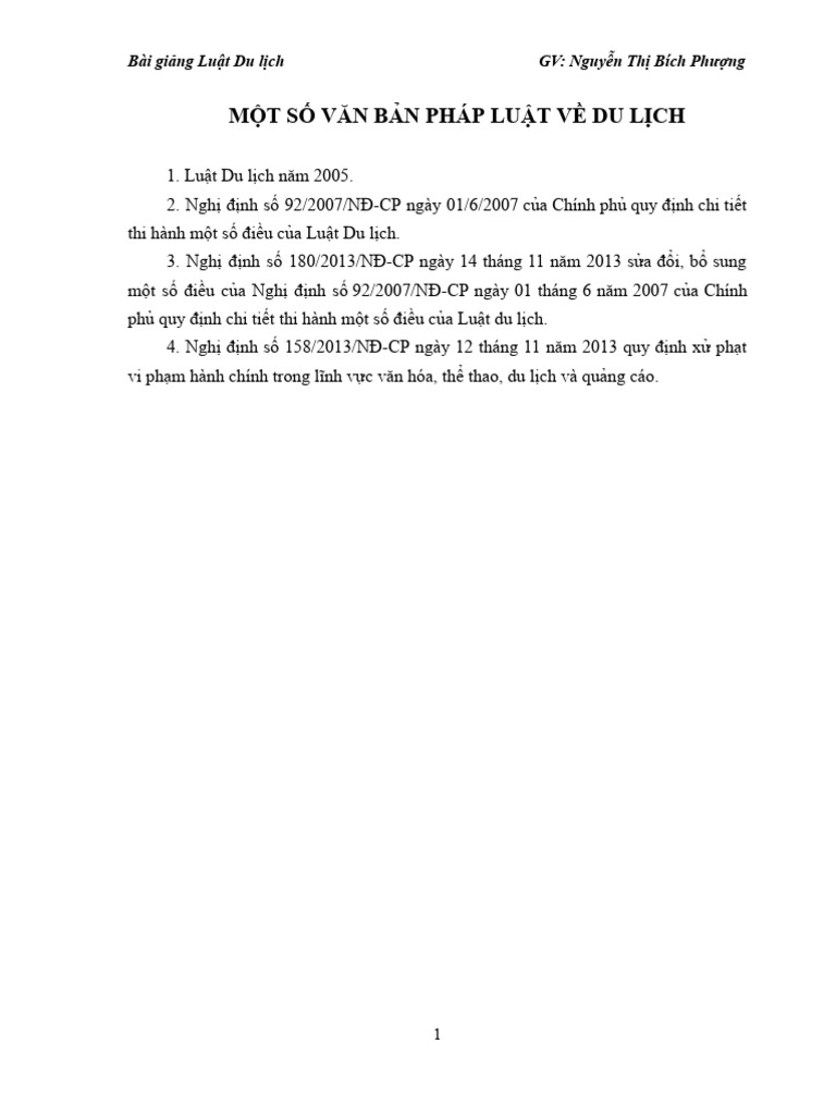 Bgiang Luat Du Lich | PDF