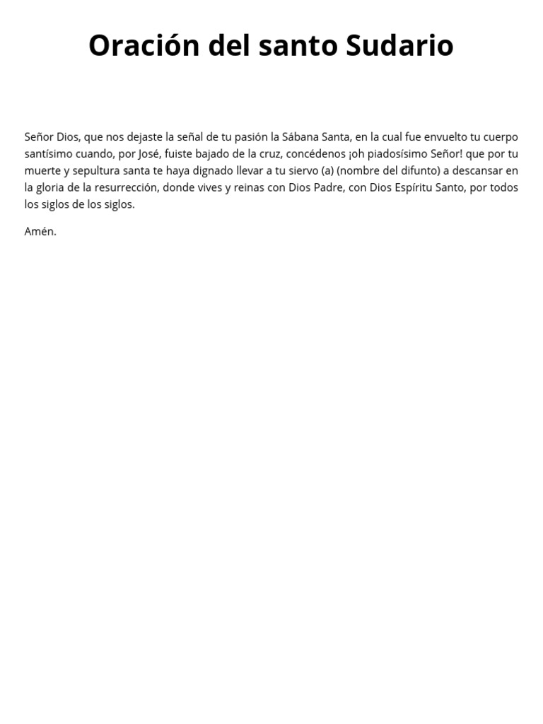 Oración Del Santo Sudario | PDF