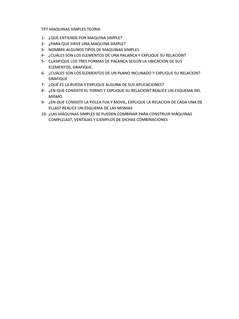 Tp7 Maquinas Simples Teoria | PDF