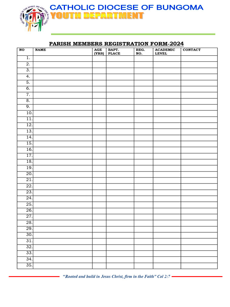 Parish Members Registration Form 2024 | PDF