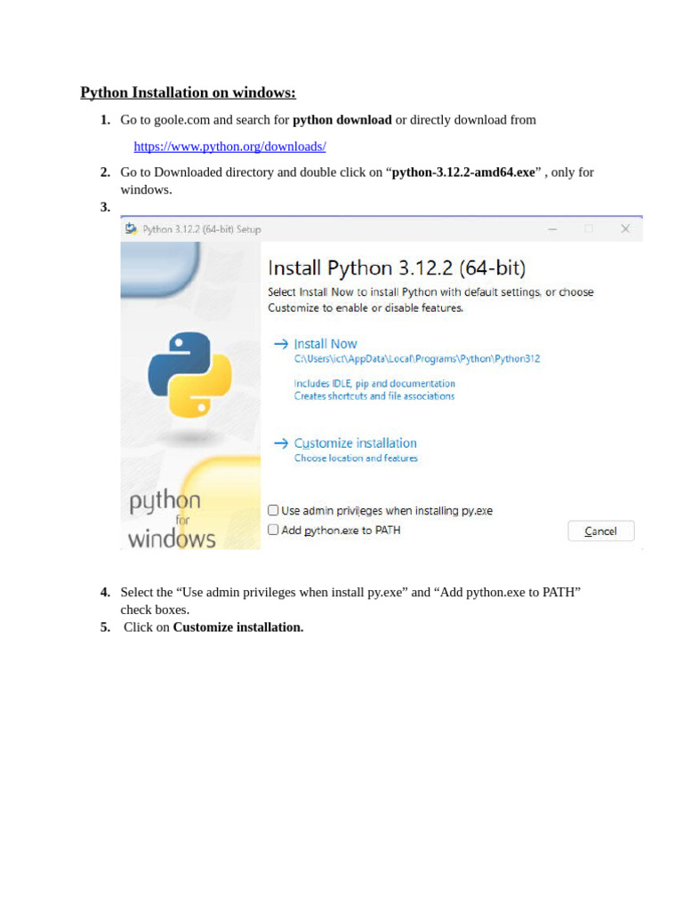 Python and PIP Installation Procedure On Windows | PDF