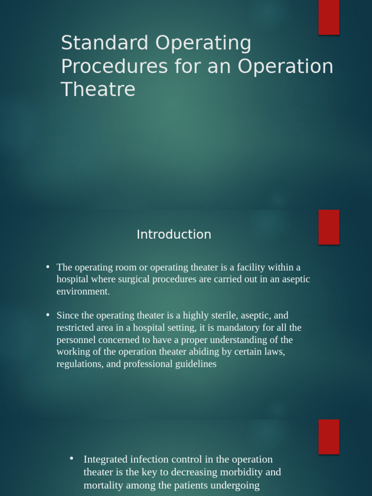 Standard Operating Procedures For OT | PDF | Sterilization ...