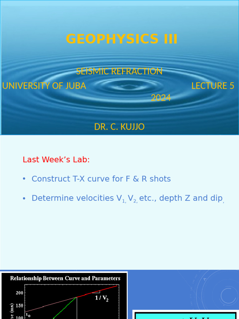 UJ5 2024 Seismic Lecture 5 Seismic Refraction | PDF | Geology | Seismology
