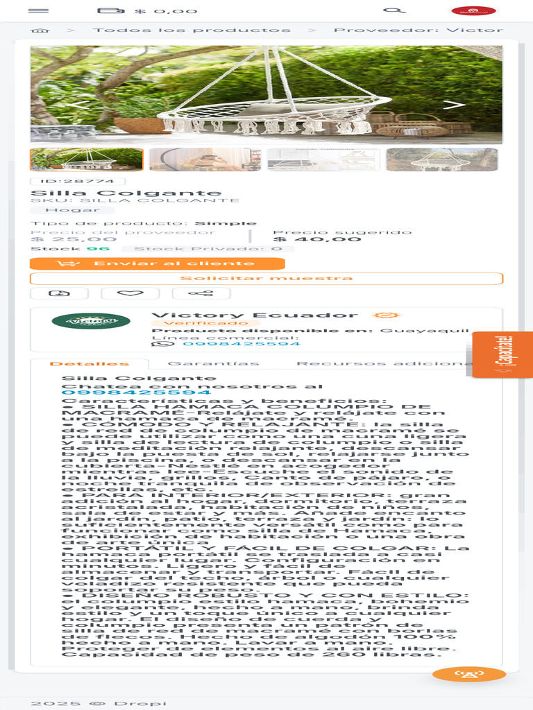 Producto SILLA COLGANTE Undefined | PDF