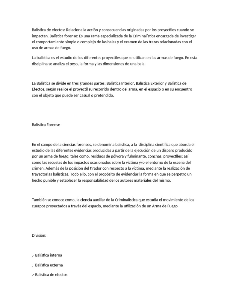 Balística De Efectos Pdf Calibre Munición