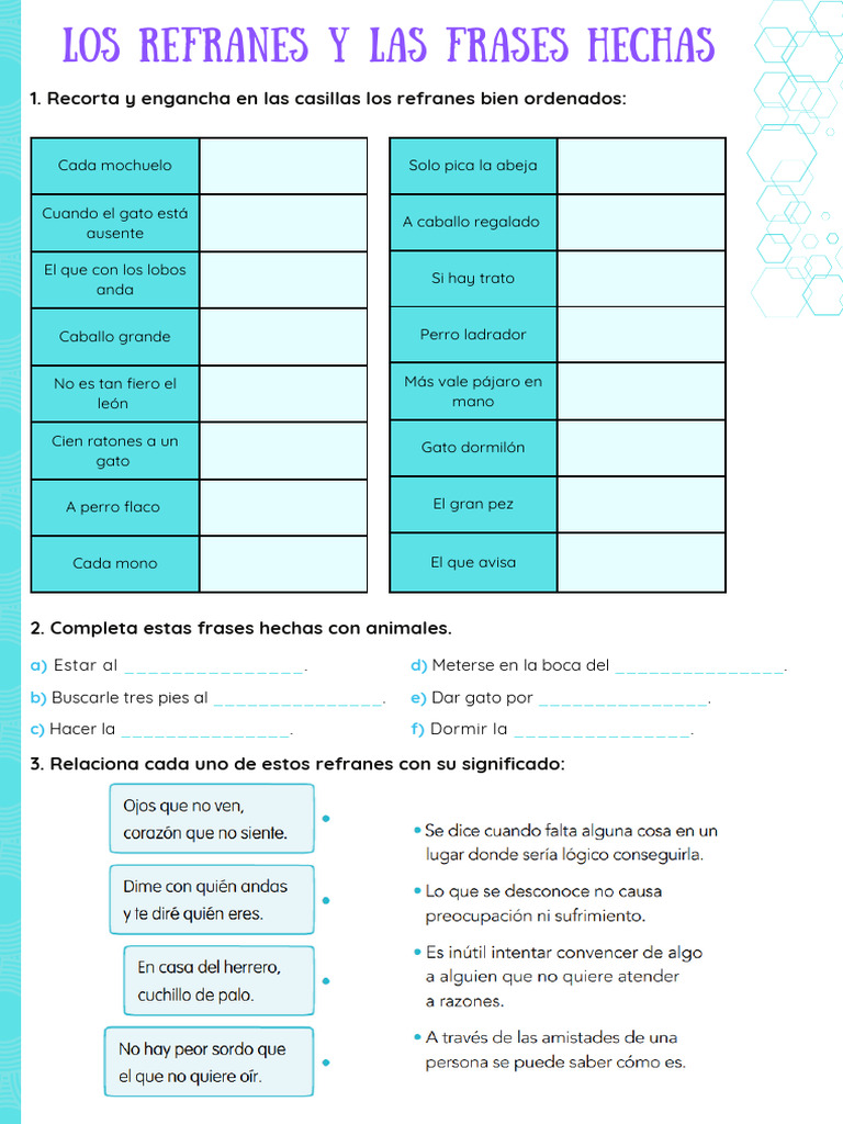 Castellano 6º - Actividades Libro Refranes | PDF
