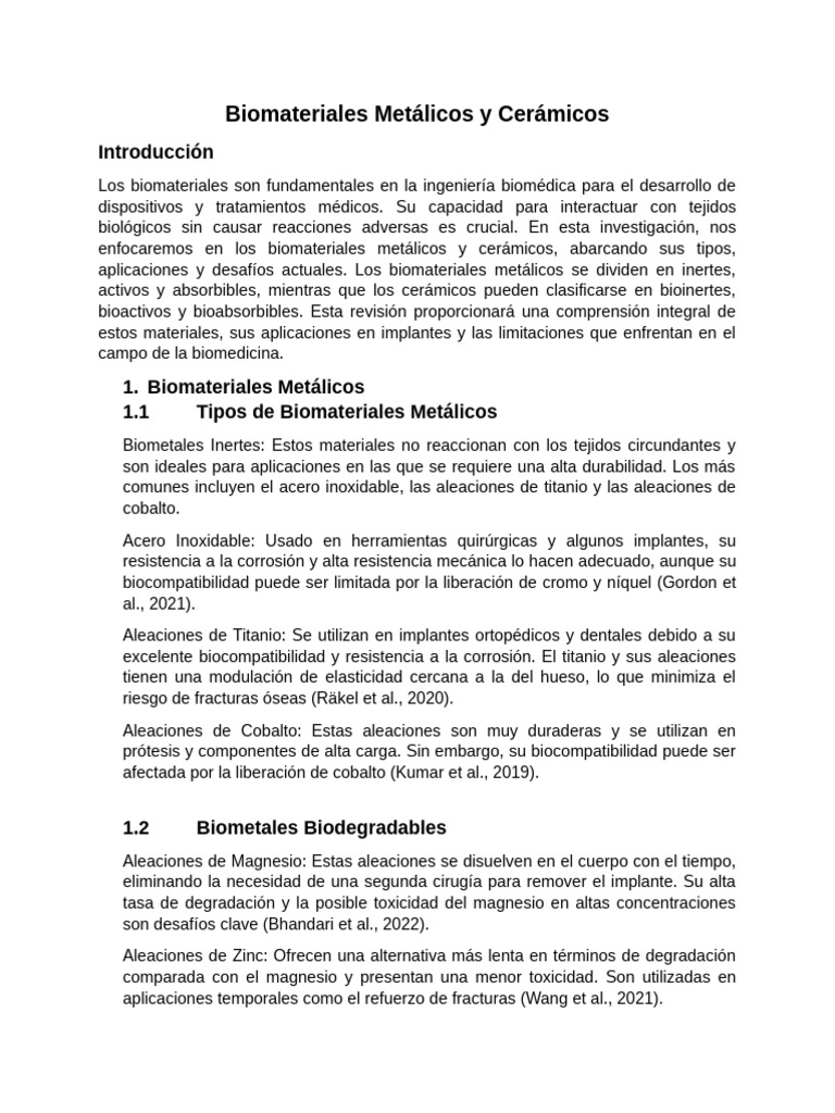 Biomateriales Cerámicos en Medicina | PDF | Biomaterial | Titanio