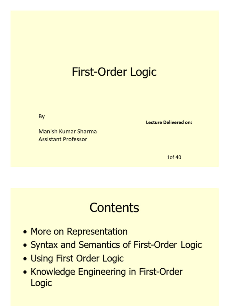 1-First-Order Logic | PDF | First Order Logic | Logic