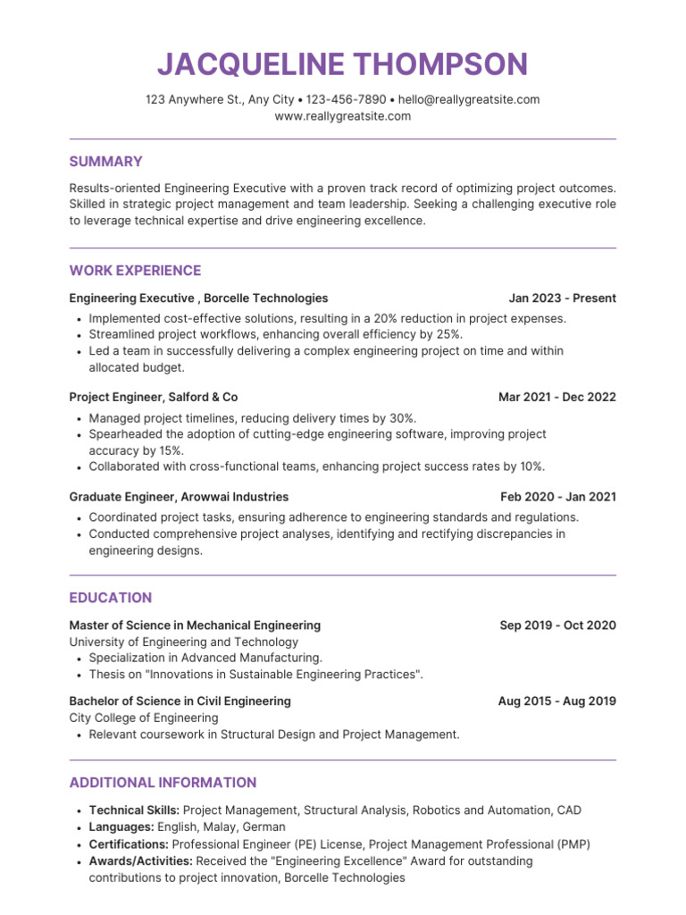 Jacqueline Thompson Resume Template | PDF