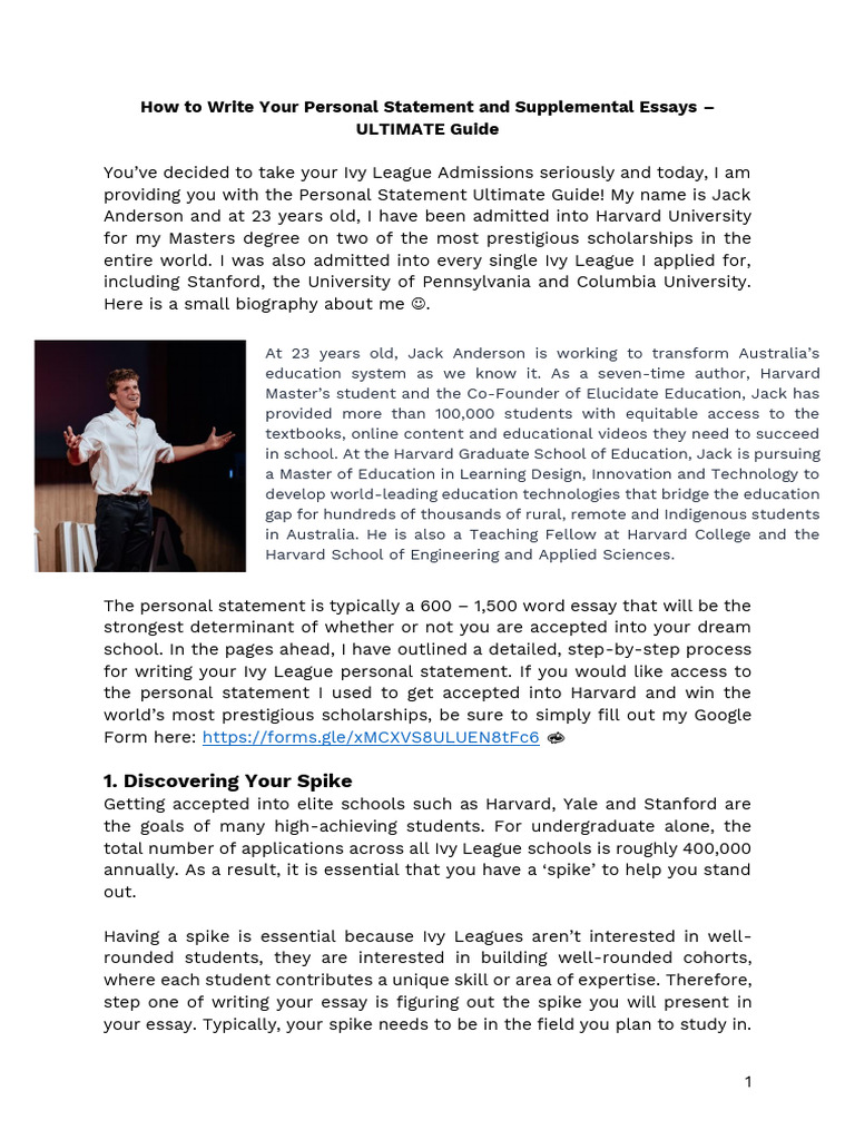 How To Write Your Personal Statement and Supplemental Essays - ULTIMATE ...