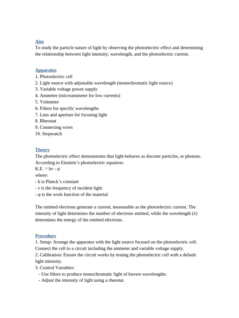 Particle Nature of Light With Tables | PDF | Photoelectric Effect | Light