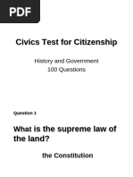 2008 Civics Practice Test USCIS | PDF | The United States | Government