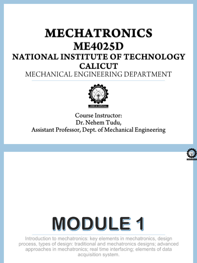 Mechatronics ME4025D Lecture 4 | PDF | Analog To Digital Converter | Data Acquisition
