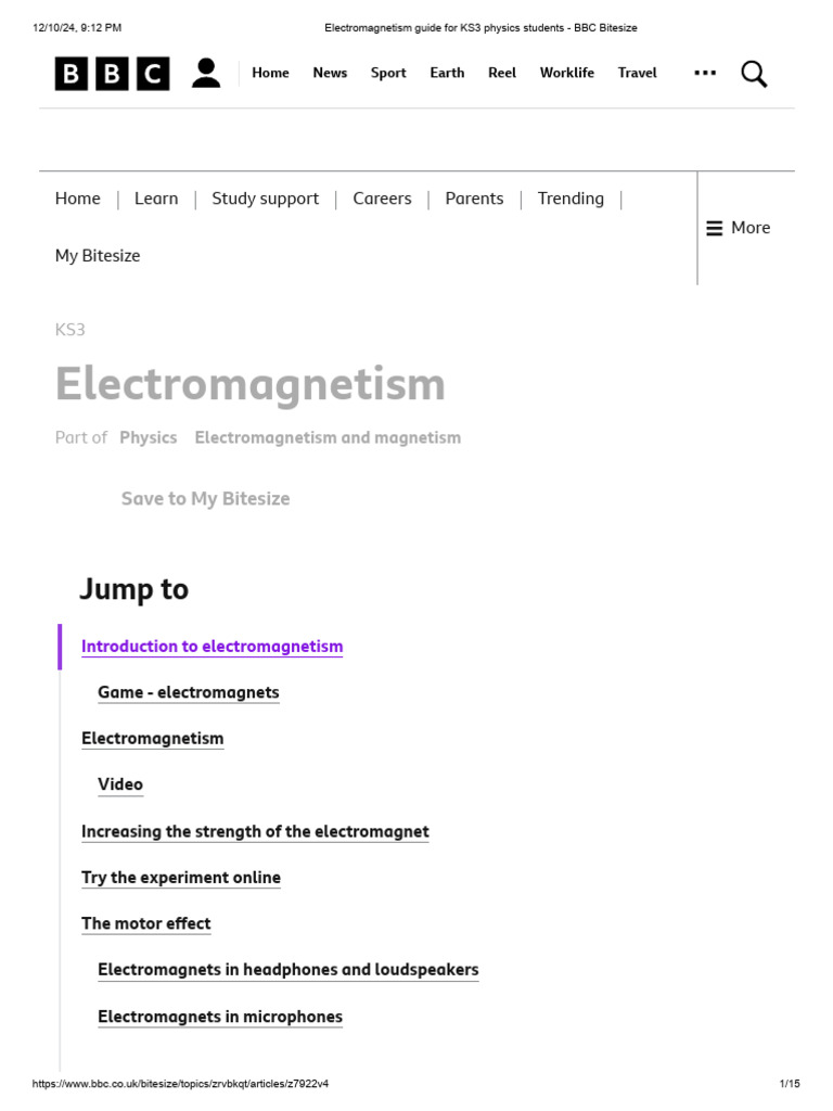 Electromagnetism Guide For KS3 Physics Students - BBC Bitesize | PDF ...