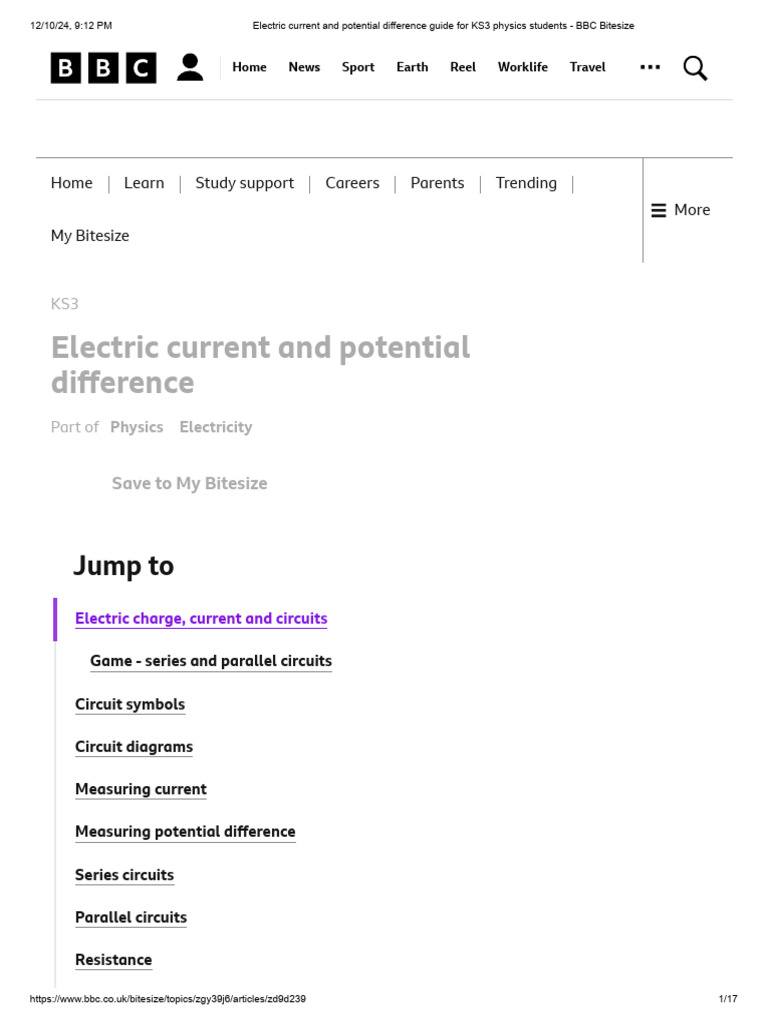 KS3 Physics: Electric Current & Voltage | PDF | Voltage | Electric Current