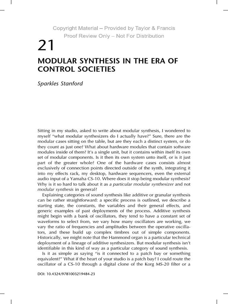 Modular Synthesis in The Era of Control | PDF | Synthesizer | Piano