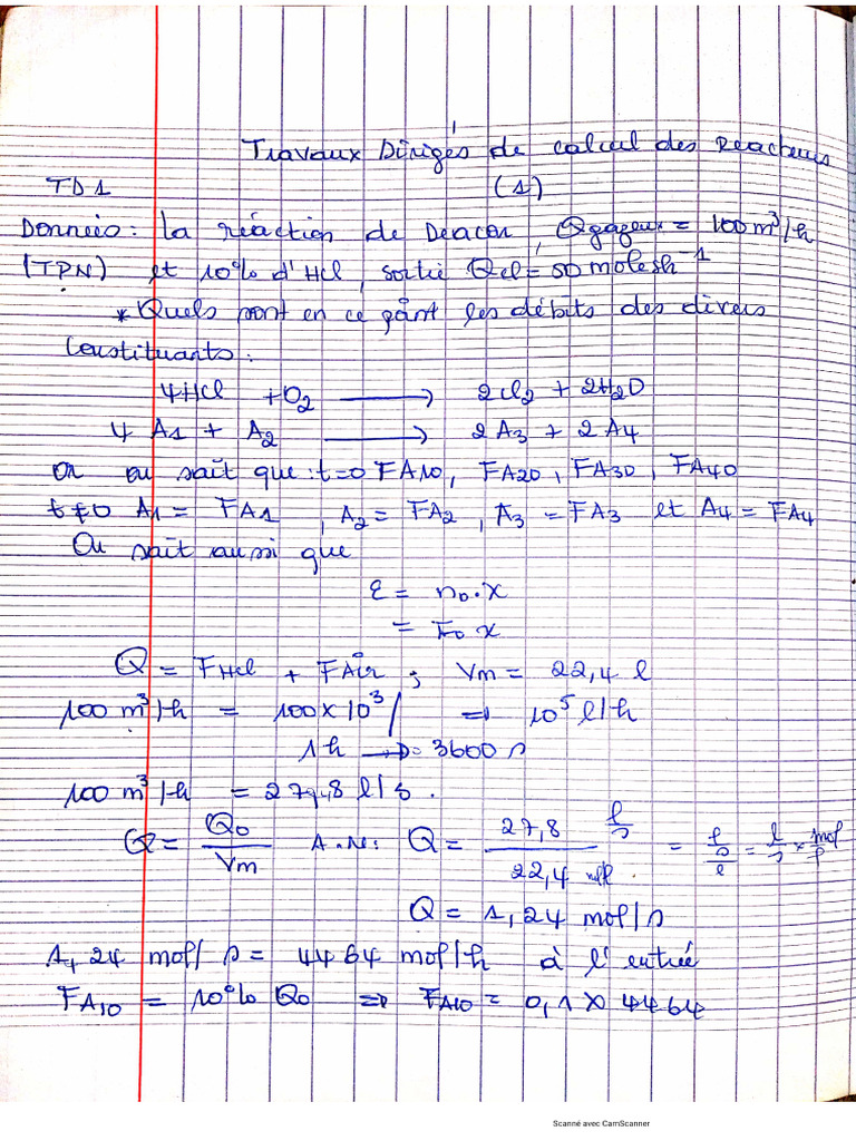 TD Calcul Des Reacteur | PDF