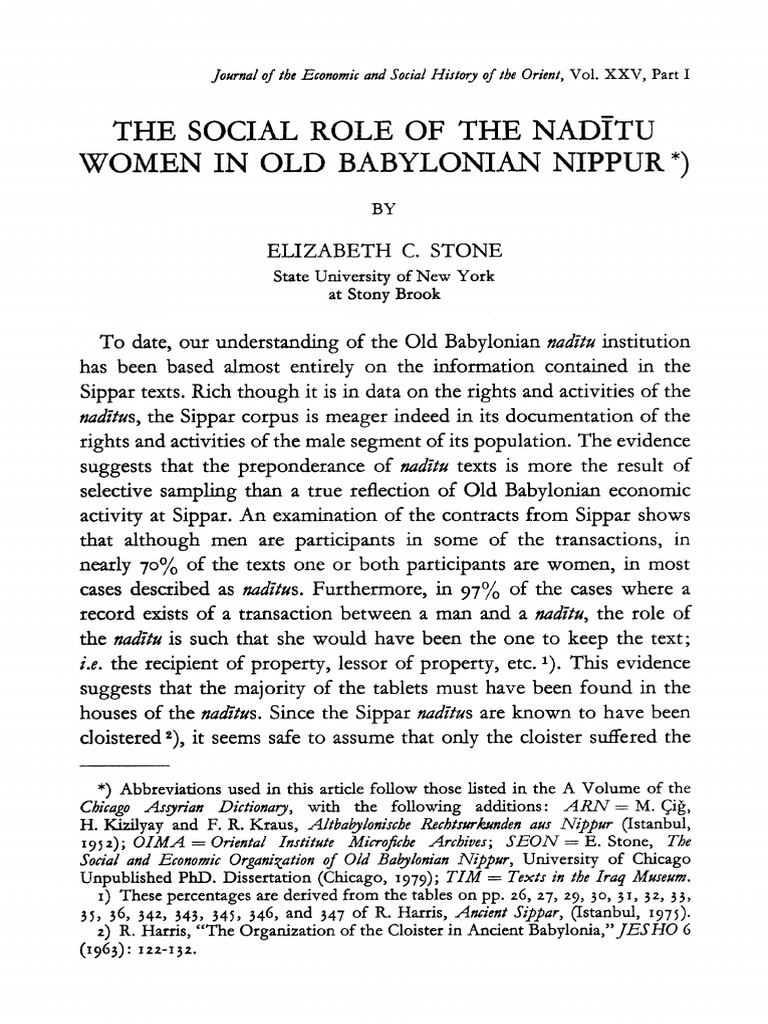 Naditu Women's Role in Nippur Society | PDF