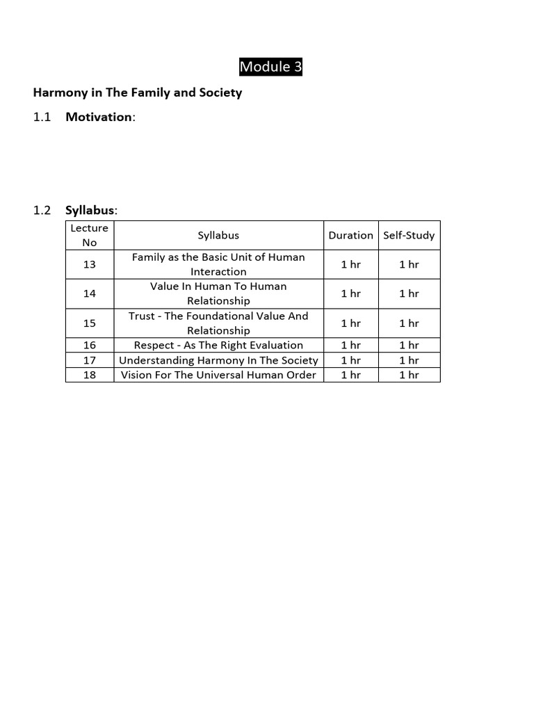 UHV-Module-3 | PDF | Family | Intention