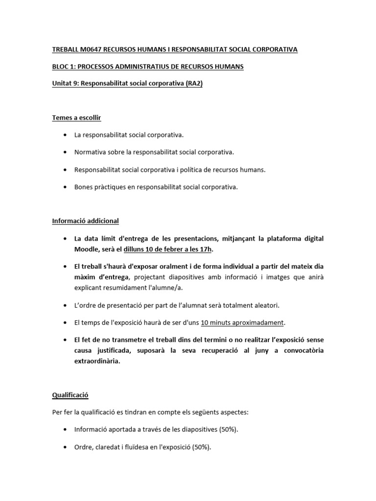 Informació Treball RSC | PDF