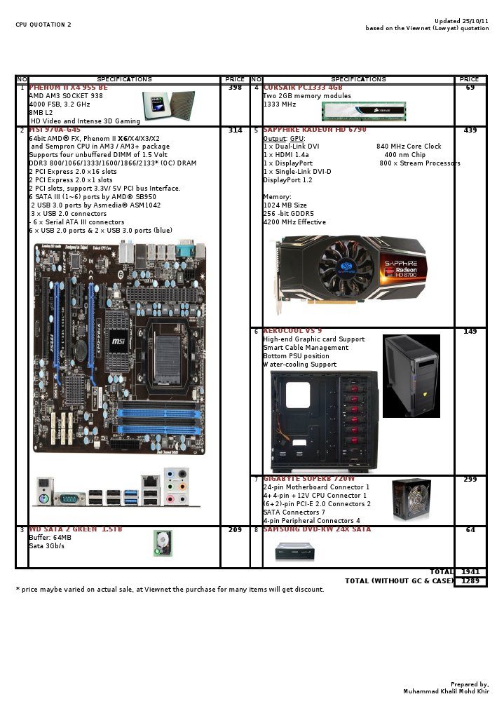 CPU Quotation (MSI) | PDF | Games & Activities | Technology & Engineering