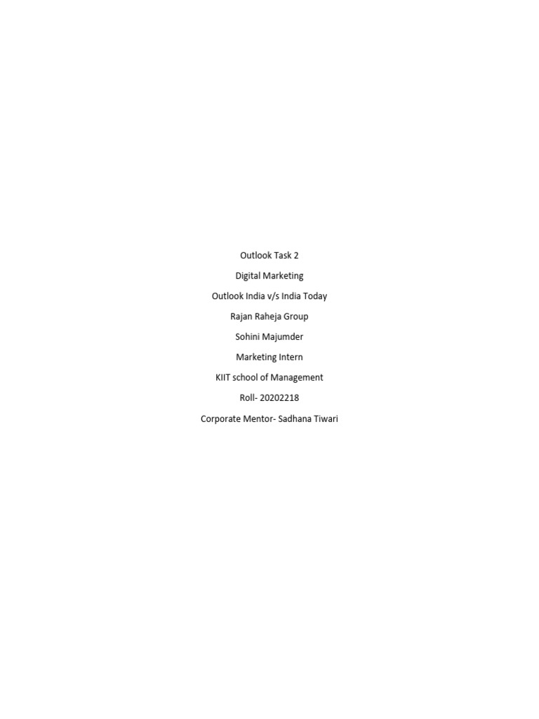 Digital Audit Report: Outlook vs India Today | PDF | Digital Marketing ...
