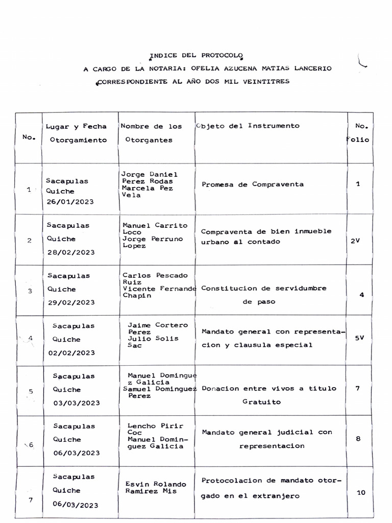 Indice Del Protocolo | PDF