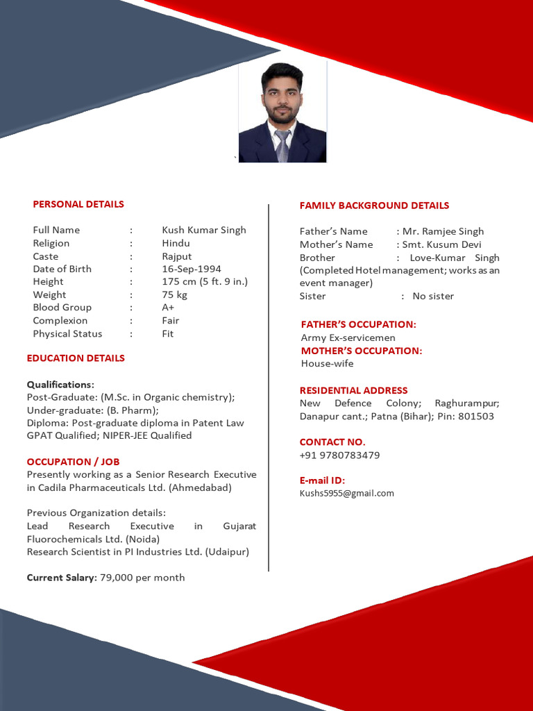 Marriage-Biodata (Kush Singh) | PDF