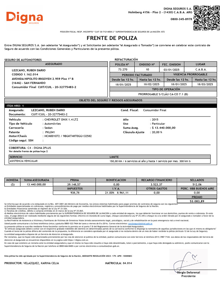 Lezcano 1 | PDF | Póliza de seguros | Seguro