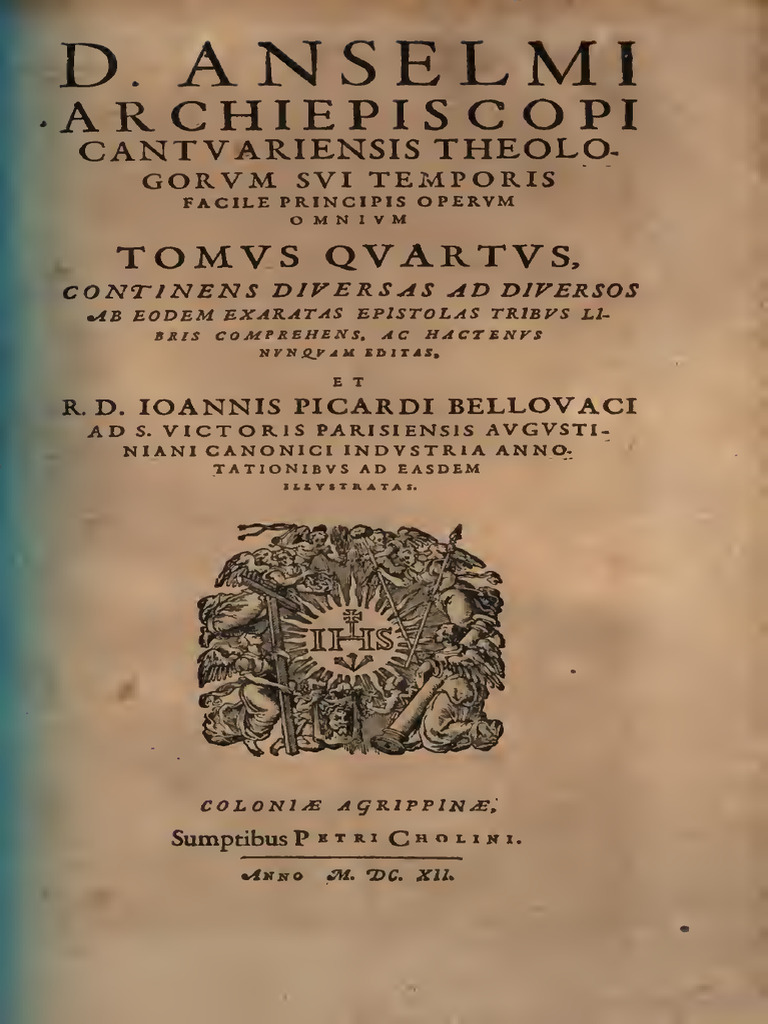 Diui Anselmi - Tomus 4 | PDF