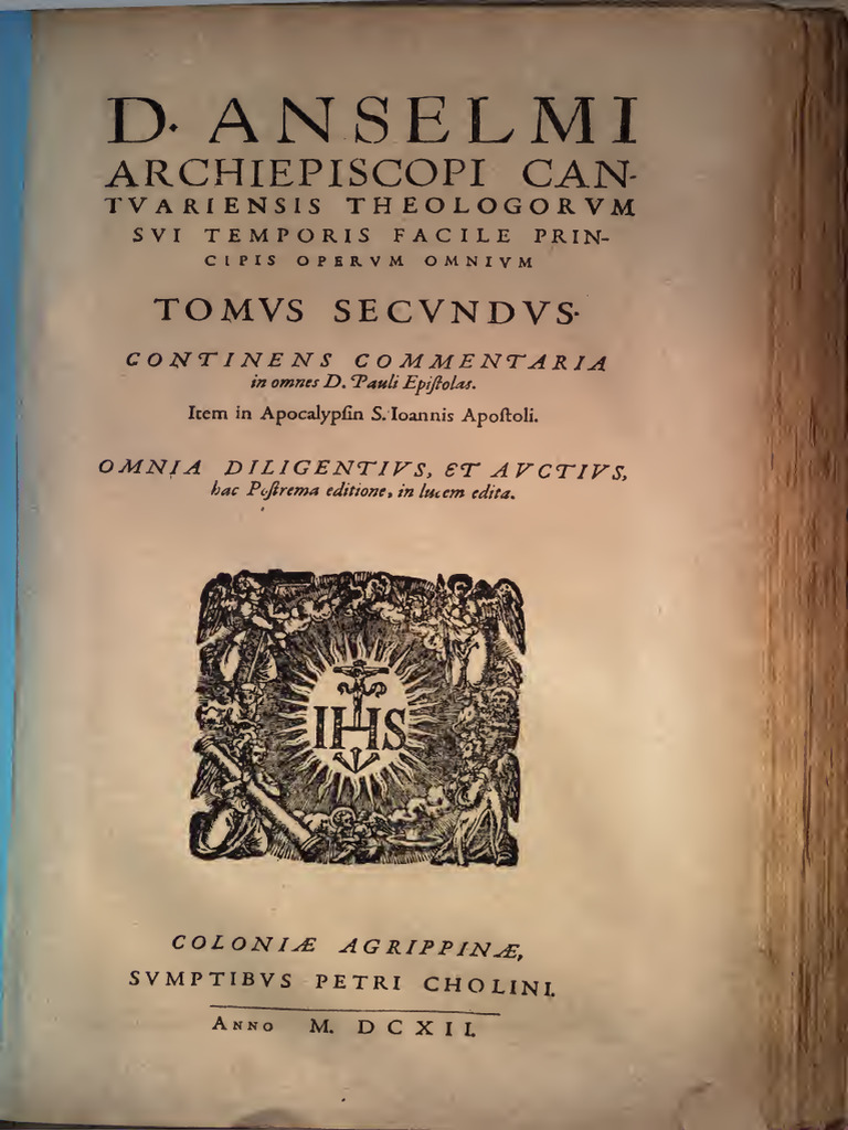 Diui Anselmi - Tomus 2 | PDF