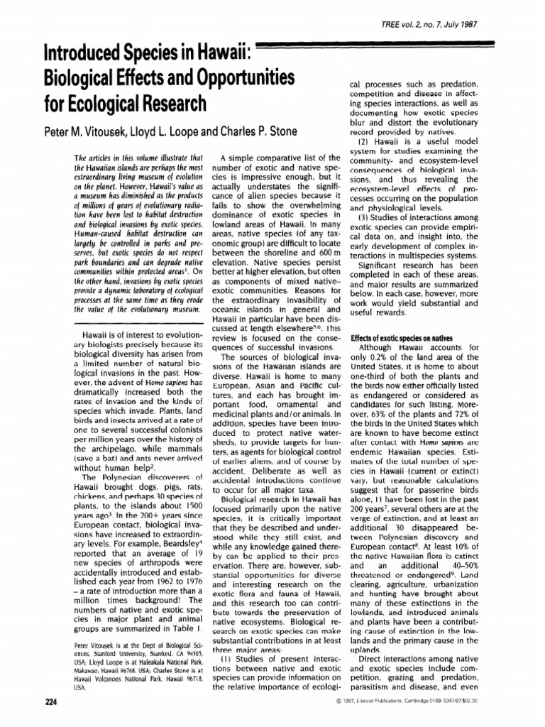 Ecological Impact of Invasive Species in Hawaii | PDF | Introduced ...