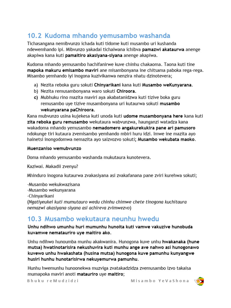 Zviwedzerwa MuMisambo yeVaShona | PDF