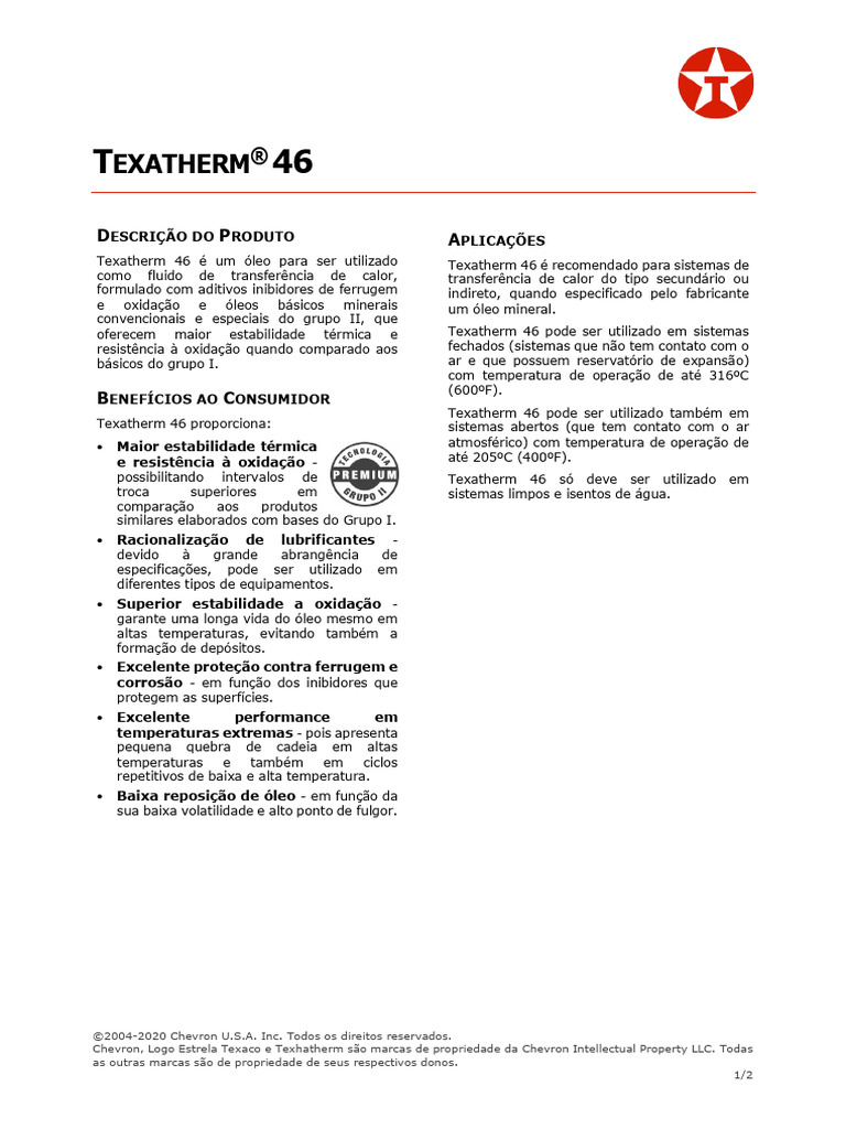 bt texatherm 46 333364 rev 291220 pt (2) | PDF | Óleo de motor ...