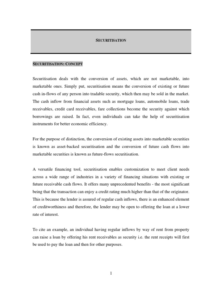 Understanding Securitisation Basics | PDF