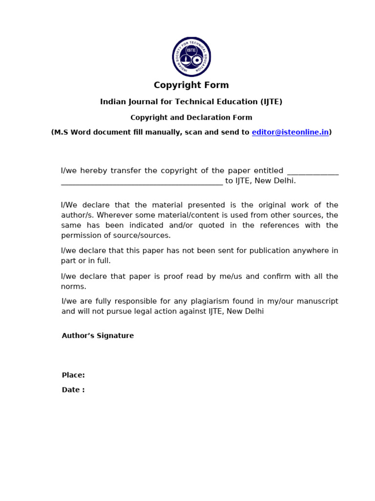 Copy Right Form | PDF